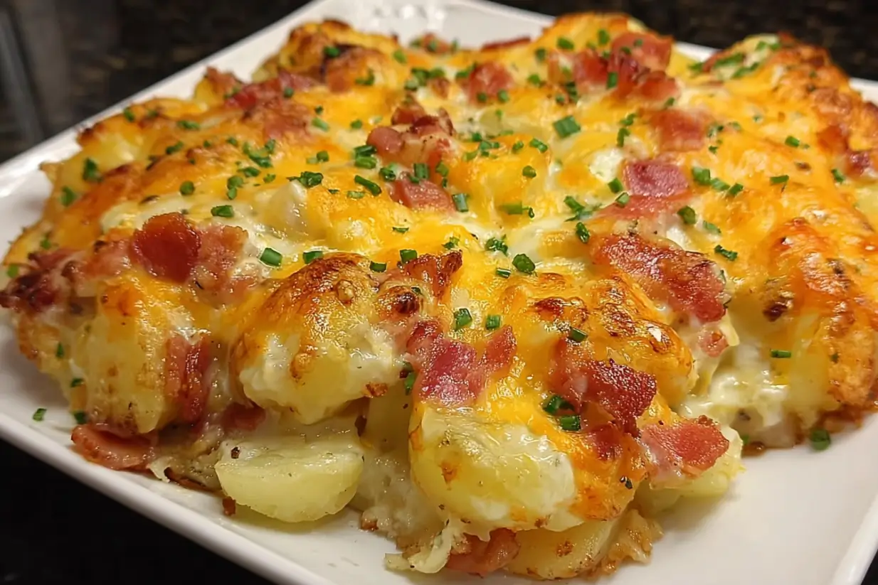 Cheesy Bacon Ranch Potato Casserole: A Comfort Food Delight.