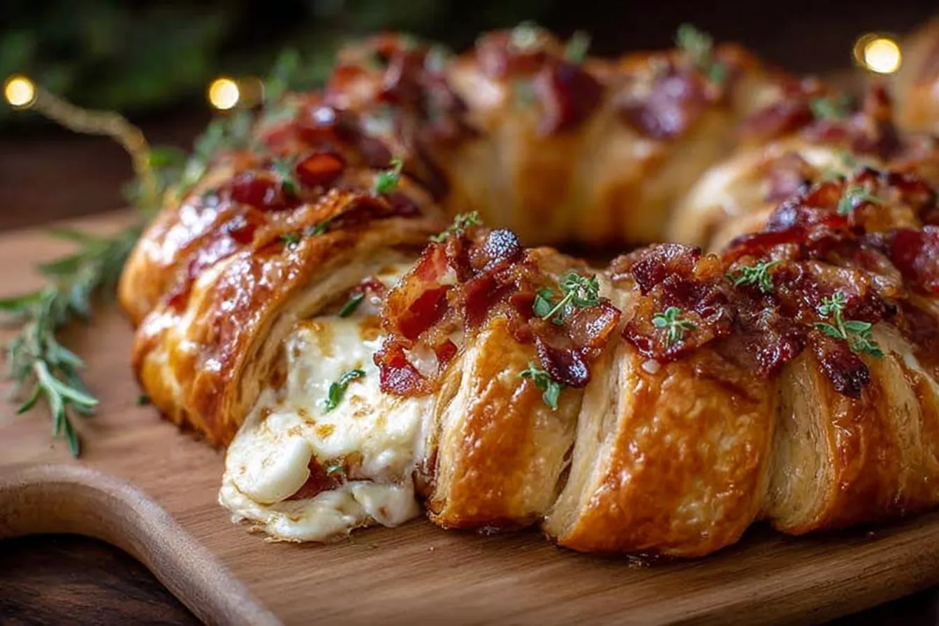 Bacon Brie Crescent Wreath Recipe | Unforgettable Holiday Snack