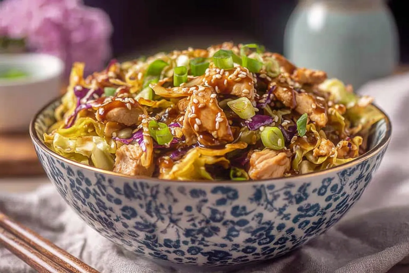 Egg Roll Bowls with Chicken and Cabbage Recipe: Dinner Made Easy