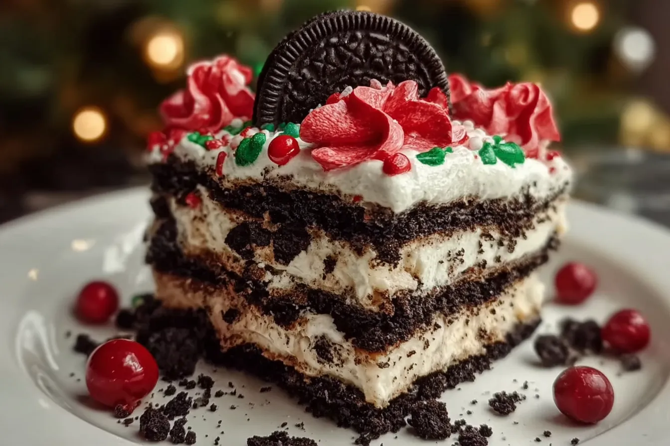 No-Bake Christmas Oreo Lasagn: Delightful Dessert Anyone Can Make