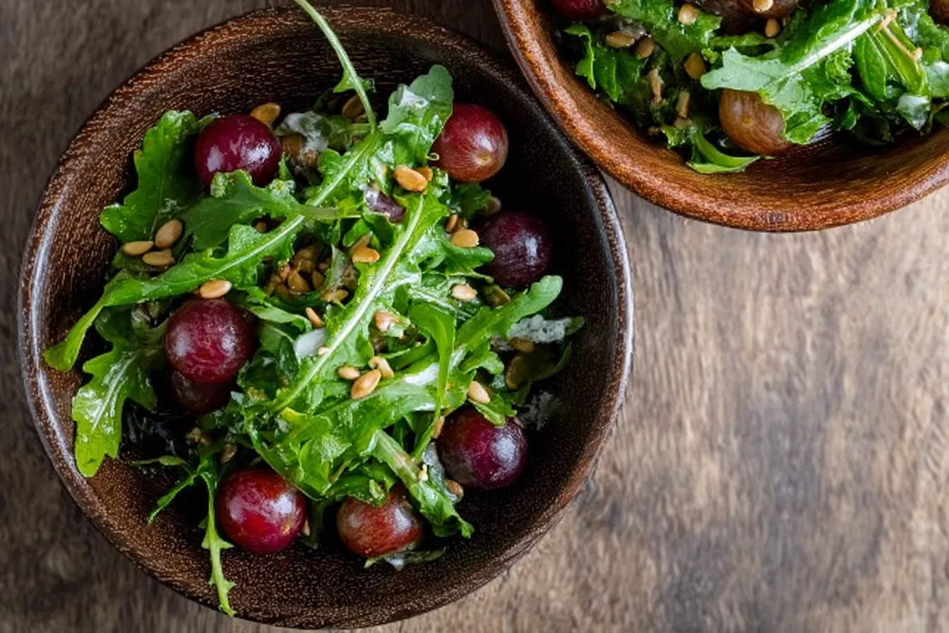 Arugula Salad with Grapes and Sunflower Seeds: Tasty & Crisp