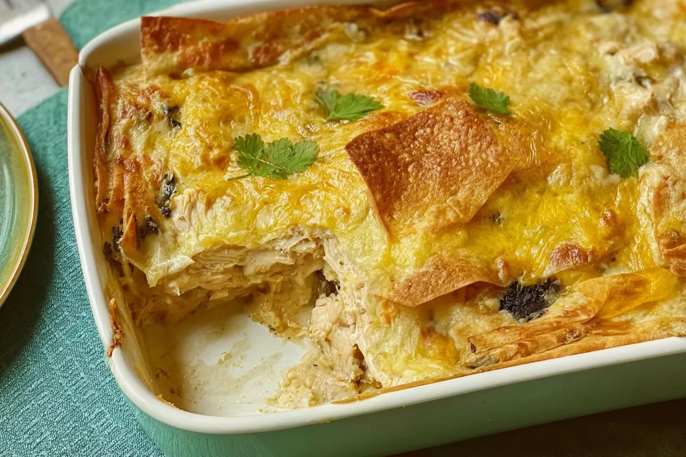 Quick and Easy Green Chile Chicken Enchilada Casserole Bliss
