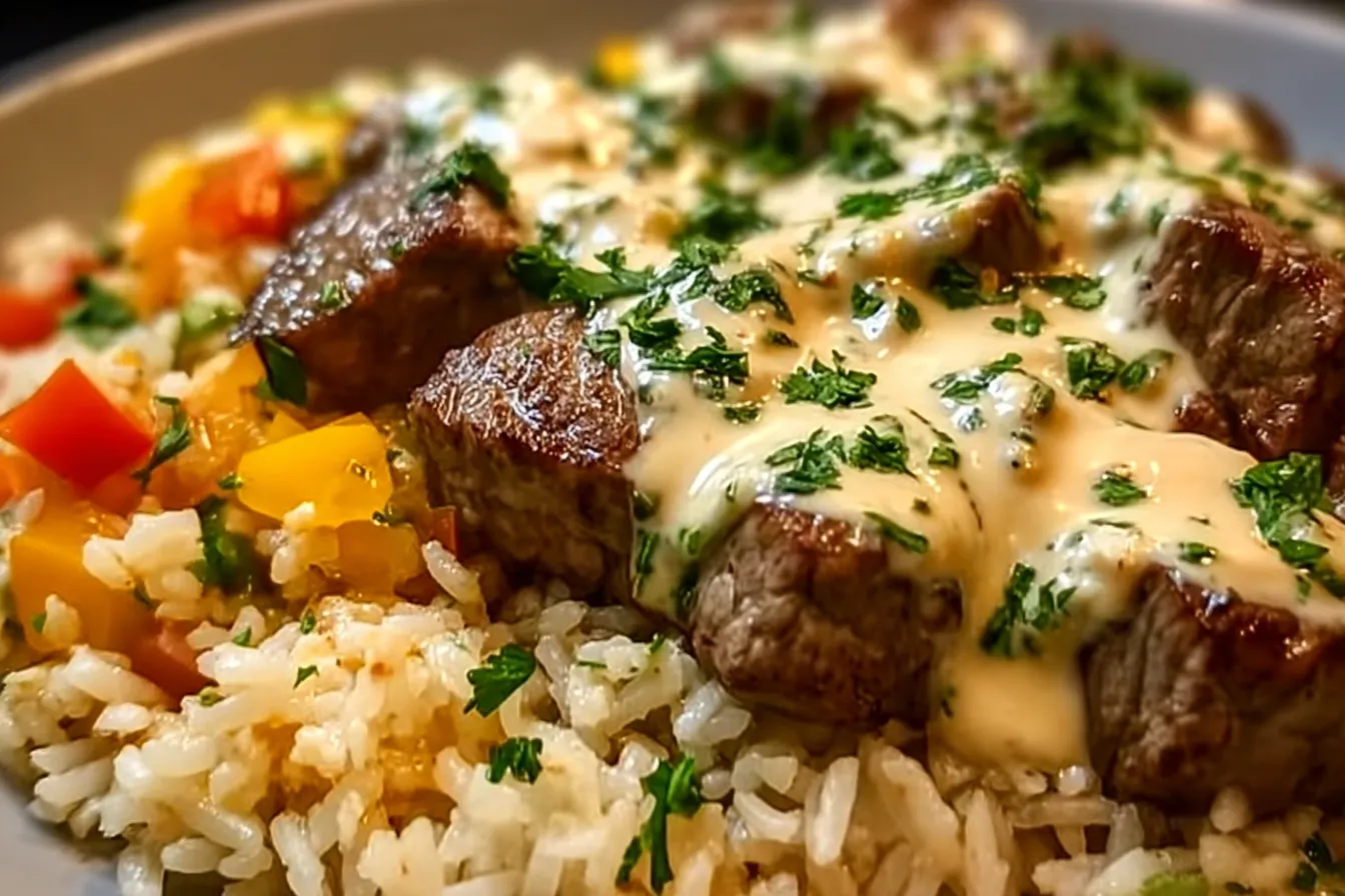 Cheesy Steak and Queso Rice: A Quick and Tasty Dinner Idea